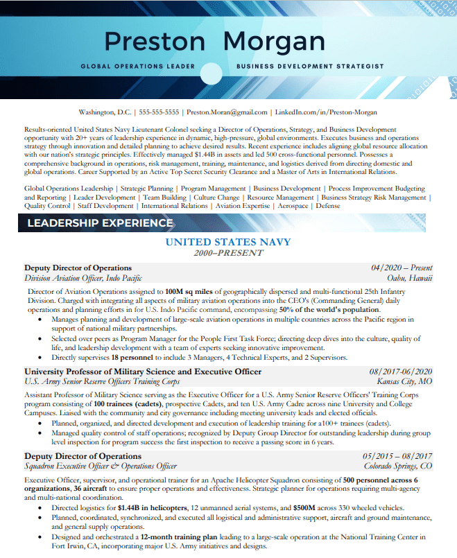 Resume Samples - Career Confidence | Military & Veteran Resume ...